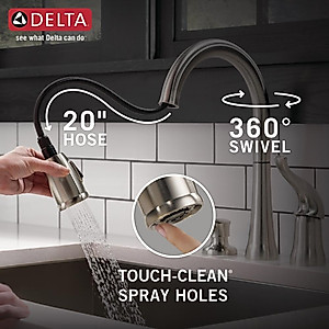 Delta Faucet Kate Pull Down Kitchen Faucet Brushed Nickel with Pull Down Sprayer, Kitchen Sink Faucet, Faucet for Kitchen Sink, Soap Dispenser, Stainless 16970-SSSD-DST
