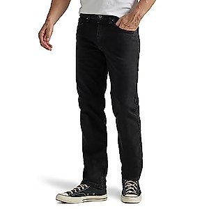 Lee Men's Legendary Regular Straight Jean, Overdye Black, 36W x 34L