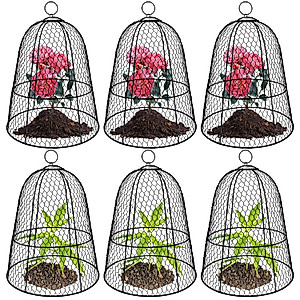 6 Pack Garden Chicken Wire Cloche,19" x 14" Large Plant Protector Cover for Keeping Squirrels,Rabbits,Bunny Chickens Bird Small Animals Out Garden Decoration Wire Plants Dome Metal Cloches-Black