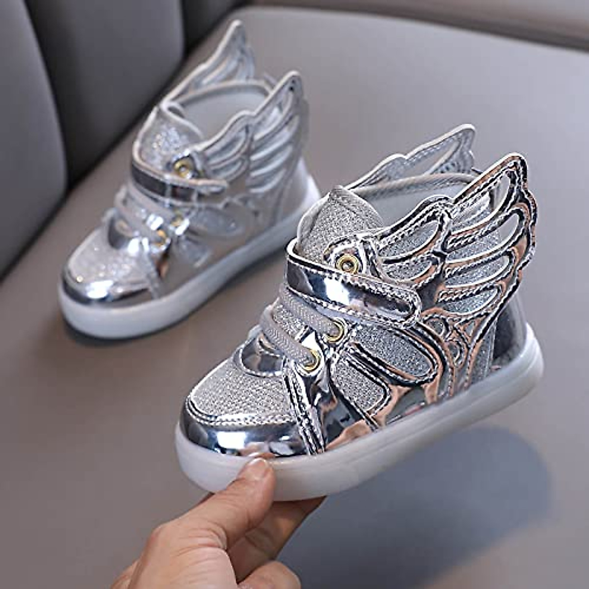 Lykmera Kids Baby Luminous Walking Shoes Led Light Girls Sport Bling Children Baby Shoes Toddler Shoes Sports Shoes (Silver, 2.5-3Years Toddler)