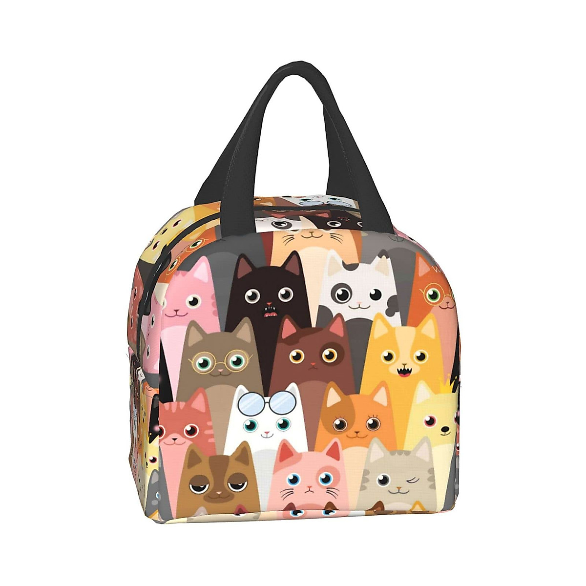Flinbooke Cute Cat Lunch Box for Kids Teen Girls Boys Aesthetic Reusable Insulated Cooler Kawaii Lunch Bag Women for School Office Outdoor