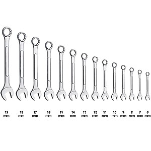 14-Piece Essential Metric Combination Wrench Set in Roll-up Pouch, No Skipped Metric Sizes 6mm - 19mm | Best Value Wrench Set, Ideal for General Household, Garage, Workshop, Auto Repairs, Emergency