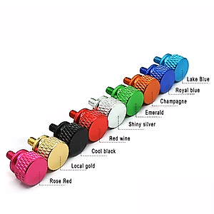 10Pcs 6#-32 * 6mm Aluminum Alloy Computer Chassis Colorful Screws Coarse Teeth 3.5mm Knurled Head Screw Hand Twist Bolt DaJiKan (Color : Local gold)