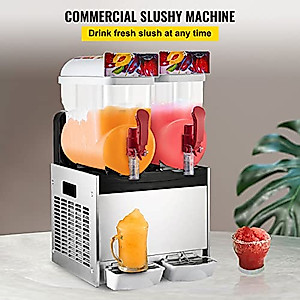 VBENLEM 110V Commercial Slushy Machine 30L Double Tank 700W Stainless Steel Margarita Frozen Drink With Powerful Compressor Efficient Cooling Perfect for Supermarkets Cafes Restaurants Bars