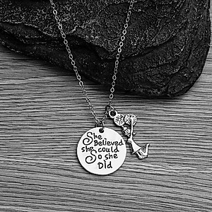 Sportybella Cheer Necklace for Girls - Cheer She Believed She Could So She Did Cheerleading Jewelry, Gift For Cheerleaders, Cheer Necklaces for Cheerleader