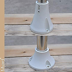 Myard 6" Surface Mount Base Anchor Flange for 1.9" Swimming Pool Rail Handrail Ladder to Concrete or Wood Deck (Ivory White, 2-Pack)