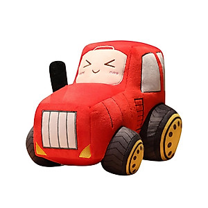 XIZHI Car Plush Toy Soft Stuffed Car Plush Pillow Toy CuteTractor Cartoon Throw Pillow Plushie Gifts for Kids Birthday Christmas Party (Tractor Red)