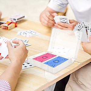 Xgood 4 PCS Plastic Playing Cards Boxes, Snaps Closed Empty Plastic Storage Box, 2 Decks Playing Card Case, Rectangle Playing Card Storage Clear Card Case for Business Trading Card Bridge Size Cards