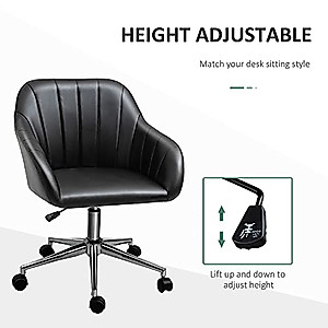 Vinsetto Mid Back Home Office Chair Computer Desk Chair with PU Leather, Adjustable Height, Swivel Wheels for Study, Bedroom, Black