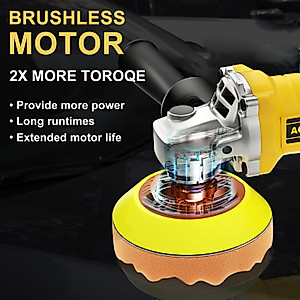 Cordless Buffer Polisher Compatible with DEWALT 20V Max Battery, 5000-10000RPM Variable Speed Brushless Motor Car Buffer, Lightweight, Rotary Polisher for Boat, Car Polishing and Waxing (Tool Only)