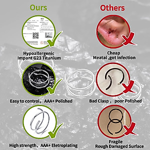 VOJO G23 Titanium Spiral Double Hoop Nose Rings 20G 6/8/10mm Hypoallergenic Thin Piercing Jewelry for Women Men (6/8/10mm, Silver)