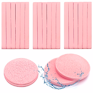 120 Pieces Facial Sponge Compressed,Face Wash Sponges,Makeup Removal Cosmetic Sponges Pad,Professional Exfoliating Round Sponge for Cleansing,Spa,Women,Girls(Pink)