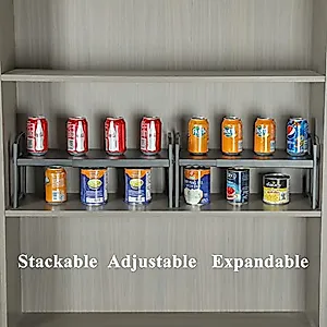 Expandable Cabinet Shelf Organizers Stackable Kitchen Counter Shelves spice rack organizer countertop shelf Cupboard Stand Spice Rack for cabinet(Set of 2)
