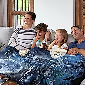 Son Gifts Blanket from Mom, to My Amazing Son Blanket 50" x 60" Birthday Gifts for Son, Ultra-Soft Fleece Moon Wolf Throw Blanket for Son Couch Sofa Travel, Best Graduation Gift Ideas
