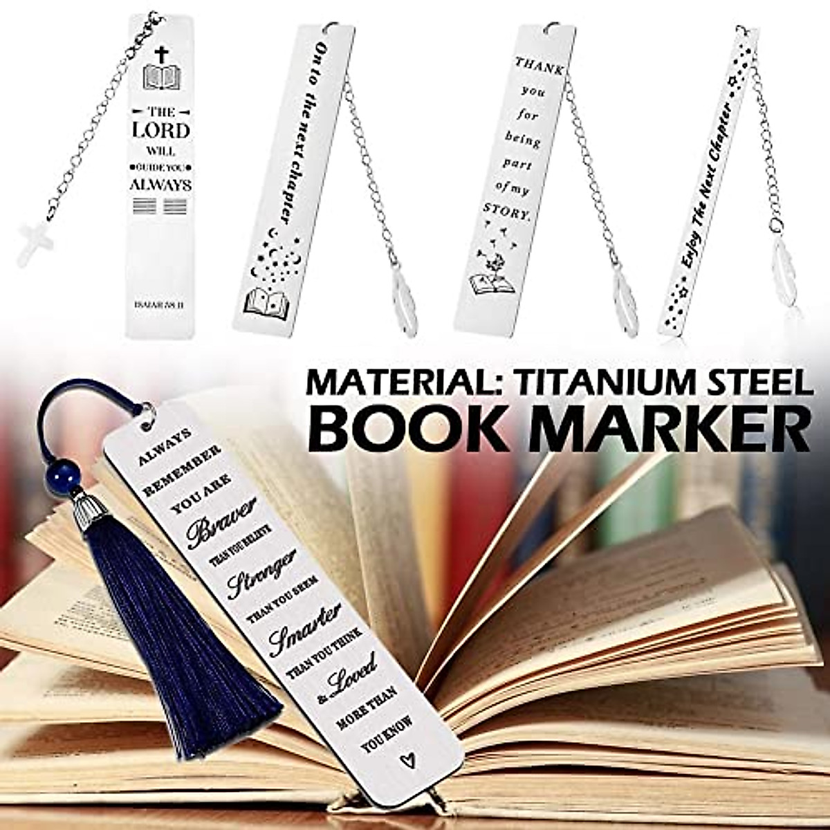 Inspirational Bookmark for Women Book Lover, Bookish Book Marker with Tassels, Reader Bookworms Reading Present Book Club Gifts