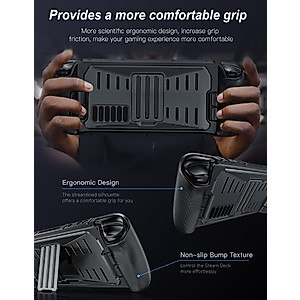 Benazcap Case for Steam Deck OLED 2023/Steam Deck 2021, Impact Resistant Grip Case with Built-in Kickstand, Compatible with Valve Steam Deck Console, Black