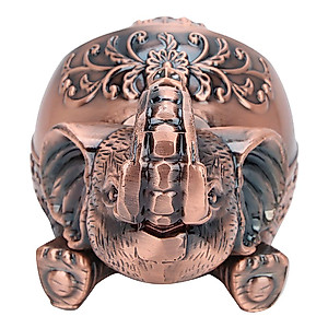 Metal Ashtray with Cover Male Gift Sealed Anti Fall Windproof Smoking Set Ornaments (Crouching Copper Elephant)