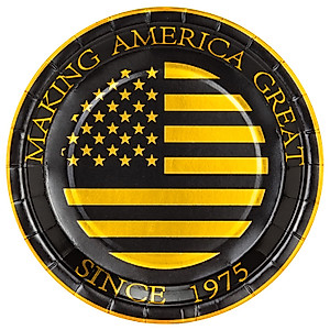 Crisky 50th Birthday Plates Black and Gold Dessert, Buffet, Cake, Lunch, Dinner Plates for 50th Birthday Decorations Party Supplies, Making Great Since 1975. 50 Count, 9" Plate