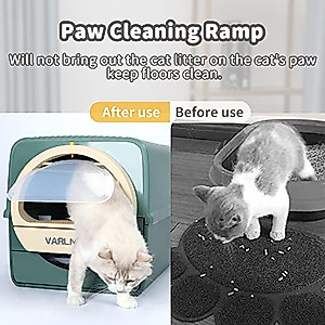 VARLNALY 3.0 Large Self-Cleaning Cat Litter Box, Pull-Out Non-Electric Automatic Cat Litter Box with Lid(24PCS Trash Box), One-Piece Base Prevents Urine＆Litter Leakage, Enclosed Isolates Odor(Green)