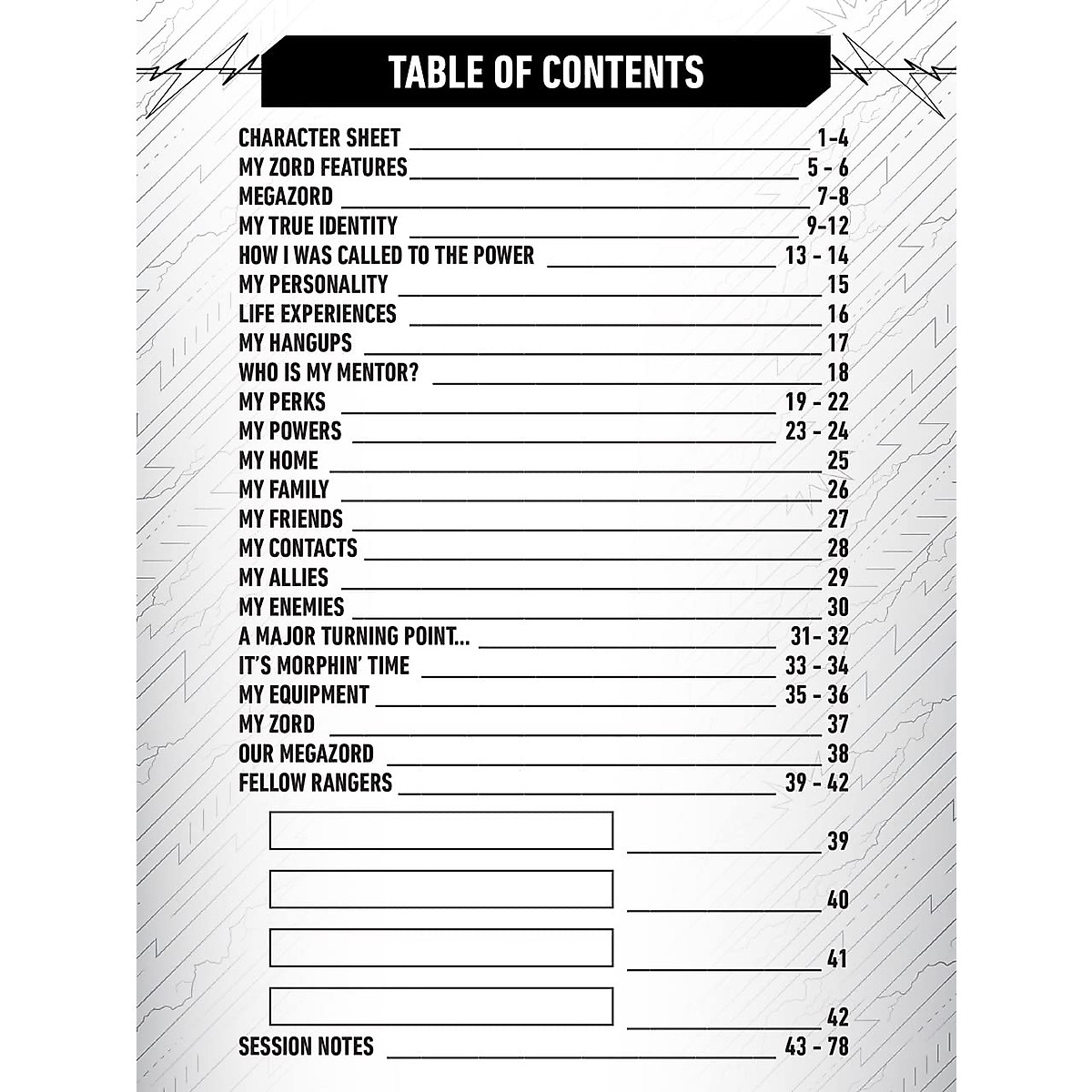 Renegade Game Studios Power Rangers Roleplaying Game Expanded Character Sheet Journal, Customize and Develop Characters