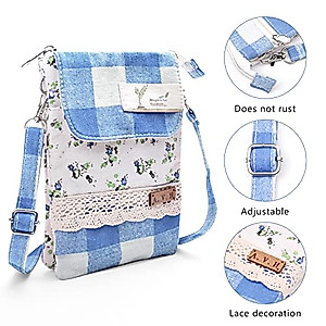 LassZone 5 Pockets Canvas Crossbody Bag Purse for Women Summer Beach Bag Shoulder Bags Phone Bag Travel Bag Pouch Bags