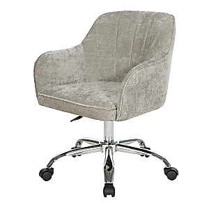 OSP Home Furnishings Versailles Office Chair in Smoke Velvet Fabric with Chrome Base