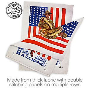 First in The Fight Garden Flag - Armed Forces Marine Corps USMC Semper Fi United State American Military Veteran Retire - House Decoration Banner Small Yard Gift Double-Sided Made USA 13 X 18.5