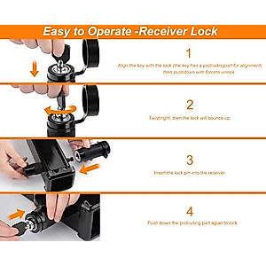 Hitch Lock, A-COMB Heavy Duty Trailer Hitch Pin Lock, 5/8" Dia and 3-1/2" Long Trailer Receiver Towing Hitch Locking Pin, for Bike Racks Truck Boat, for Class III IV 2", 2-1/2" and 3" Receiver, Black