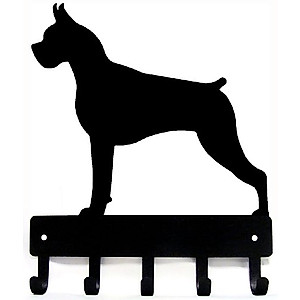 The Metal Peddler Boxer Dog - Key Holder for Wall - Small 6 inch Wide - Made in USA; Home Organization; Foyer, Hallway, Office