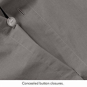 Nate Home by Nate Berkus 200TC 2-Piece Cotton Percale Duvet Cover | Crisp, Cool, Breathable Bedding Set from mDesign - Twin Size - 1 Duvet Cover/1 Pillow Sham, Charcoal (Dark Gray)