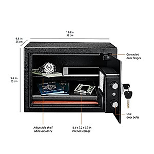 Amazon Basics Steel Security Safe and Lock Box with Electronic Keypad - Secure Cash, Jewelry, ID Documents - 0.5 Cubic Feet, 13.8 x 9.8 x 9.8 Inches