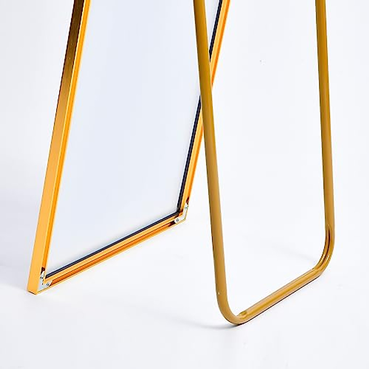 65" x 24" Wall Mounting Full Body Mirror, Full Length Mirror with Stand, Alloy Frame Full-Length Mirror for Living Room, Bedroom (Gold)