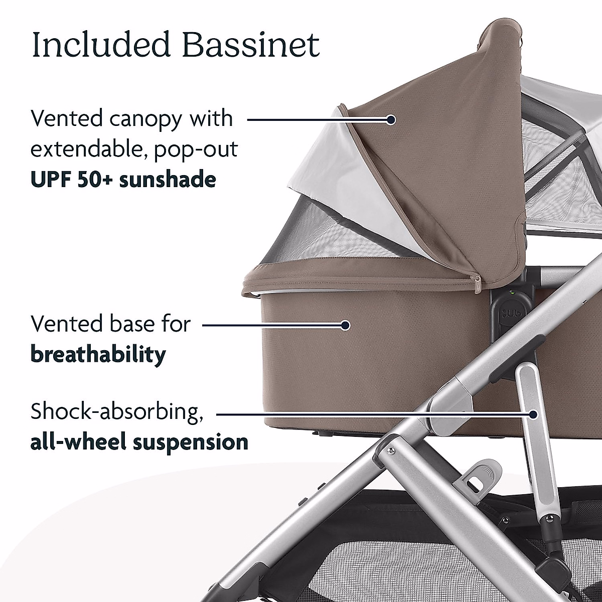 UPPAbaby Vista V2 Stroller/Convertible Single-to-Double System/Bassinet, Toddler Seat, Bug Shield, Rain Shield, and Storage Bag Included/Theo (Dark Taupe/Silver Frame/Chestnut Leather)