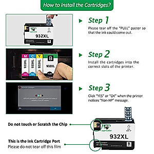 Supricolor Compatible 932 933 Ink Cartridges, Replacement for 932xl 933xl 5 Packs Work with Officejet 7610 7612 6700 6600 6100 7110 Printer (2 Black 1 Cyan 1 Magenta 1 Yellow)