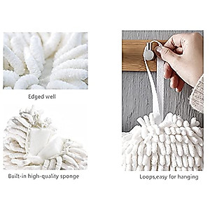 yaocoral 2 Pack Chenille Hand Towels,Kitchen Hand Towels Hanging,Hand Towels with Loops,Bathroom Hand Towels,Quick Dry Hand Bath Towel,Soft Absorbent Microfiber Hand Towels  (2 White)