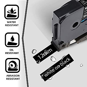Black Label Tape TZe-335 Replacement for Brother TZe Tz Tape 12mm 0.47 Laminated White on Black TZ335，Work with Brother P Touch PT-D210 D220 H110 D600 Label Maker，4-Pack