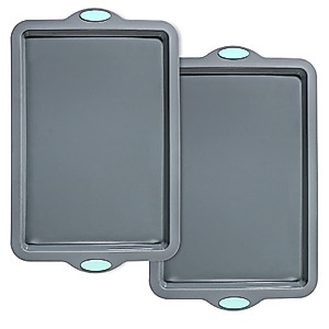 Webake Silicone Sheet Cake Pan, 14 Inch Silicone Sheet Pans 2 Pack Cookie Sheet Jelly Roll Pan Rectangular Cooking Sheet Baking Trays for Oven