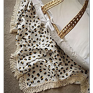 CHUNGEL Cotton Baby Muslin Tassles 40"x 47", Baby Receiving Blanket with Fringe, Boho Muslin Swaddle Blanket with Fringe