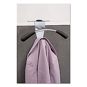 Alba PMMOUSPART Hanger Shaped Partition Coat Hook, Silver/Black, 15 x 4 1/2 x 7 7/8