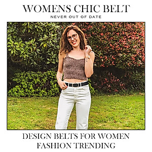 VONMELLI 3 Pack Women's Belts for Jeans Pants Fashion Gold Buckle Ladies Dress Belt Black Brown Beige S