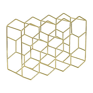 IKITEE Countertop Wine Rack, 14 Bottles Tabletop Wine Holder - No Assembly Required, 3 Tier Freestanding Gold Wine Bottle Organizer, Wine Storage Holder for Kitchen Cabinet Pantry Bar