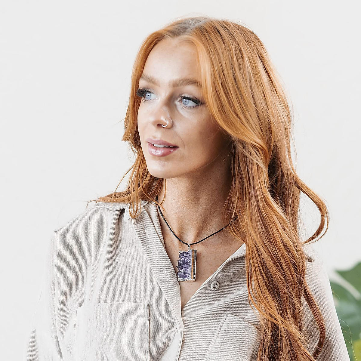 Ayana Crystals Handcrafted Amethyst Geode Necklace - Silver Plated: Genuine Natural Amethyst, February Birthstone – Third Eye & Crown Chakra Activation for Aquarius & Pisces Zodiac Signs