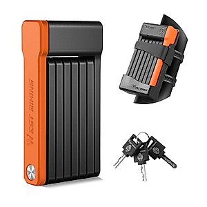 ANGGOER Compact Folding Bike Lock with 3 Keys, 2.06 Ft Anti Theft Security Bicycle Locks, Super Strong Bicycle Security Chain Lock with Bracket for Electric Bikes/Scooters