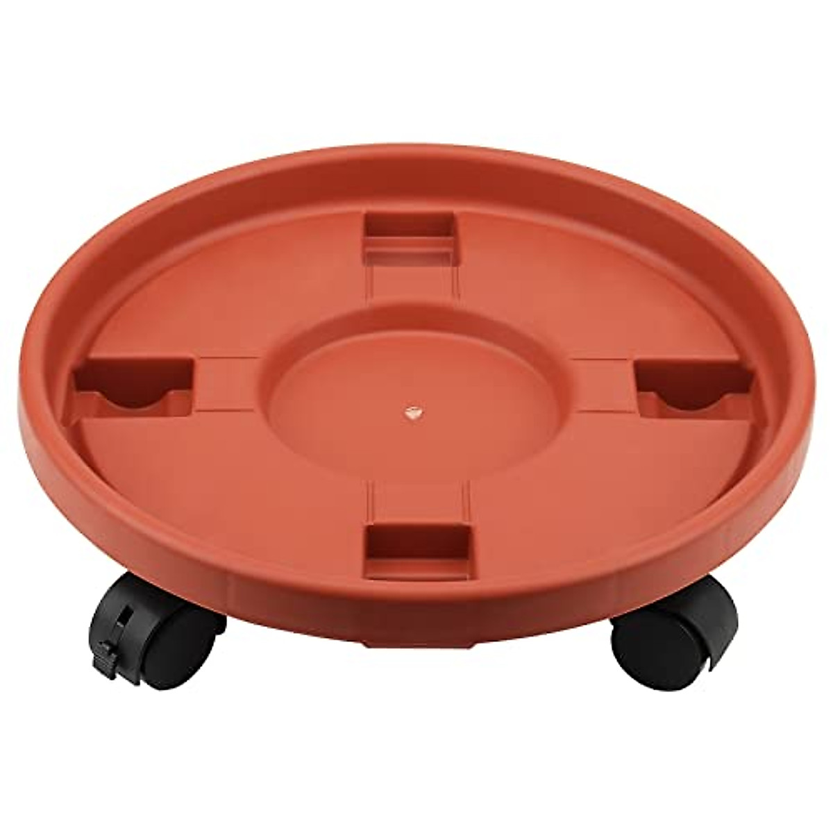 HOIGON 4 Pack 13 Inch Plant Caddy with Wheels, Drain Tube and Water Tray, Heavy Duty Plant Pallet Caddy, Round Rolling Plant Stand Flower Planter Pot Mover, Red