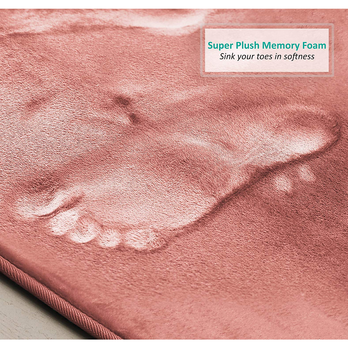 Clara Clark 2 Piece Bathroom Rugs Bath Mat Set, Velvet Memory Foam Bath Mats for Bathroom - Non-Slip, PVC Backing Bath Rugs, Washable Bathroom Rug Mats - Dries Quickly, Bathroom Rug Set - Misty Rose