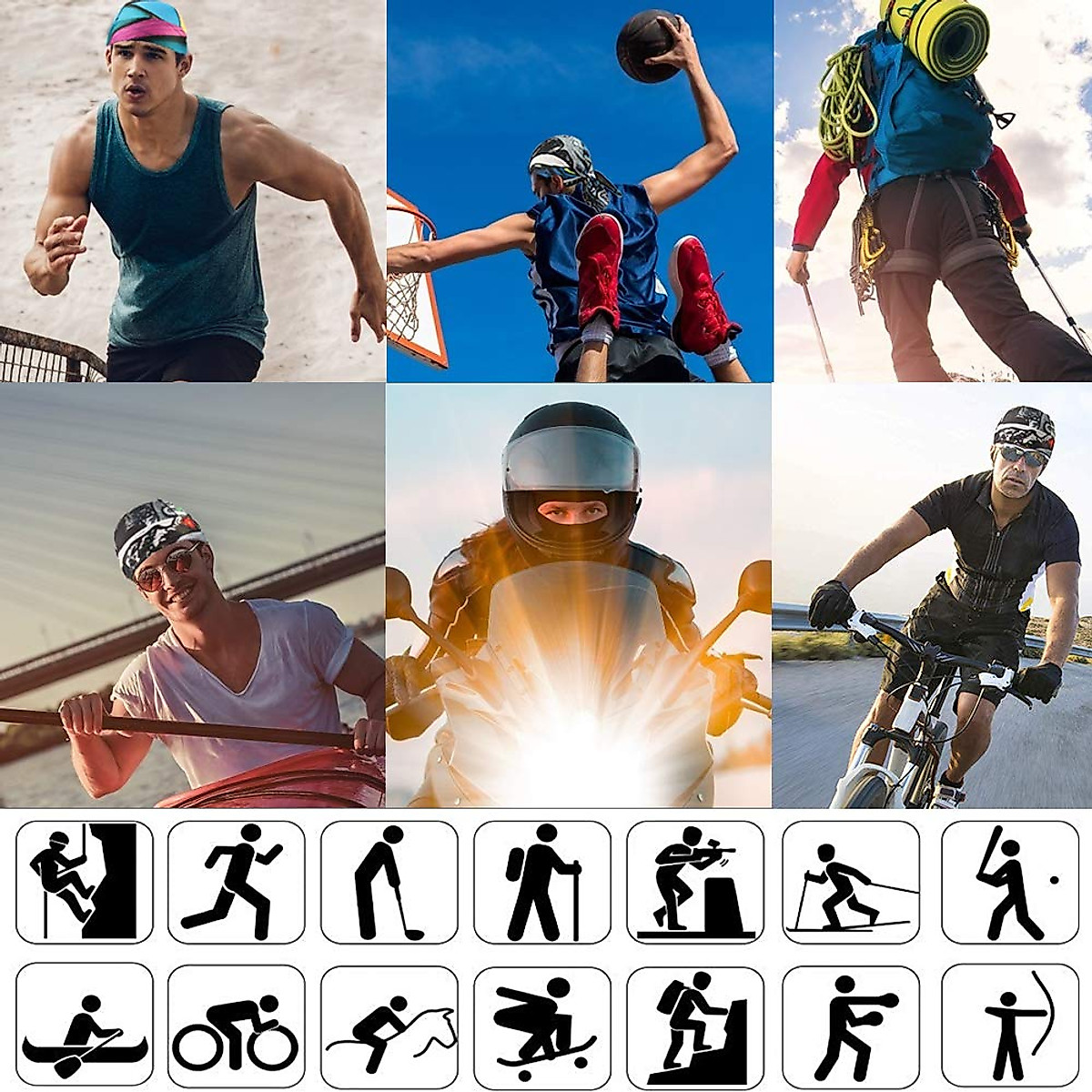 Sweat Wicking Skull Cap Beanie Quick Dry Breathable Stretch Adjustable Bandana Head Sun Hat for Men Women Blue