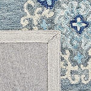 SAFAVIEH Suzani Collection 6' Square Grey/Ivory SZN504F Handmade Boho Premium Wool Area Rug