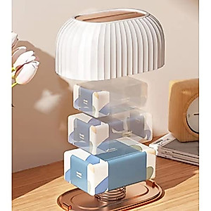 AESGXTU Home Tissue Holder with Spring, Desktop Liftable Napkin Storage Box with Lid for Living Room and Kitchen (White)
