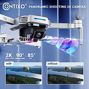 Contixo F28 Foldable GPS Drone - 2K FHD Camera GPS Control and Selfie Mode Follow Me, Way Point, & Orbit Mode Up to 60 Min Flight Time FPV Drone for Mobile With Carrying Case 64GB SD Card