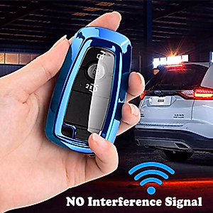 K LAKEY Ford Car Key Fob Cover,Compatible with Ford F-150 F-250 F-350 Ecosport Edge Explorer Fusion Mustang (Sleek Bright black)